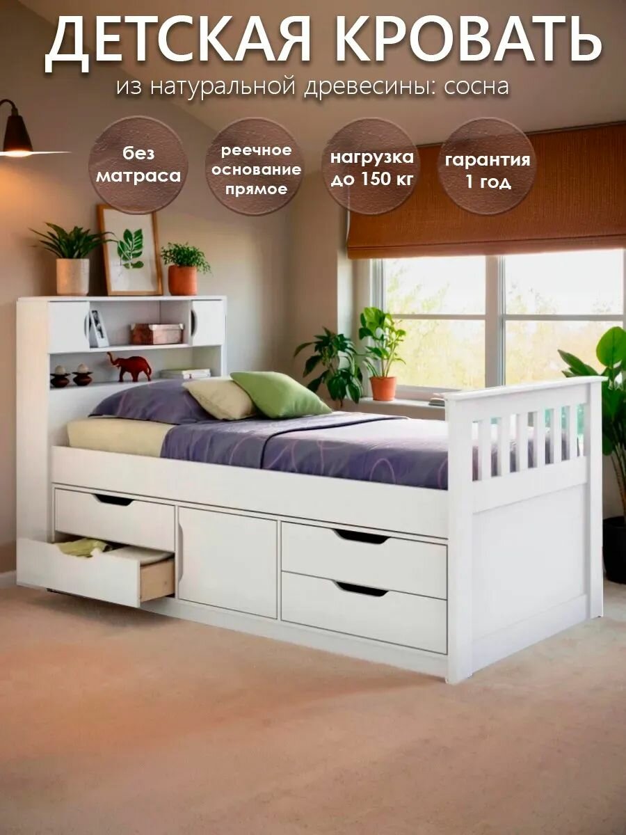 Детская кровать Алекса из массива сосны 80x190
