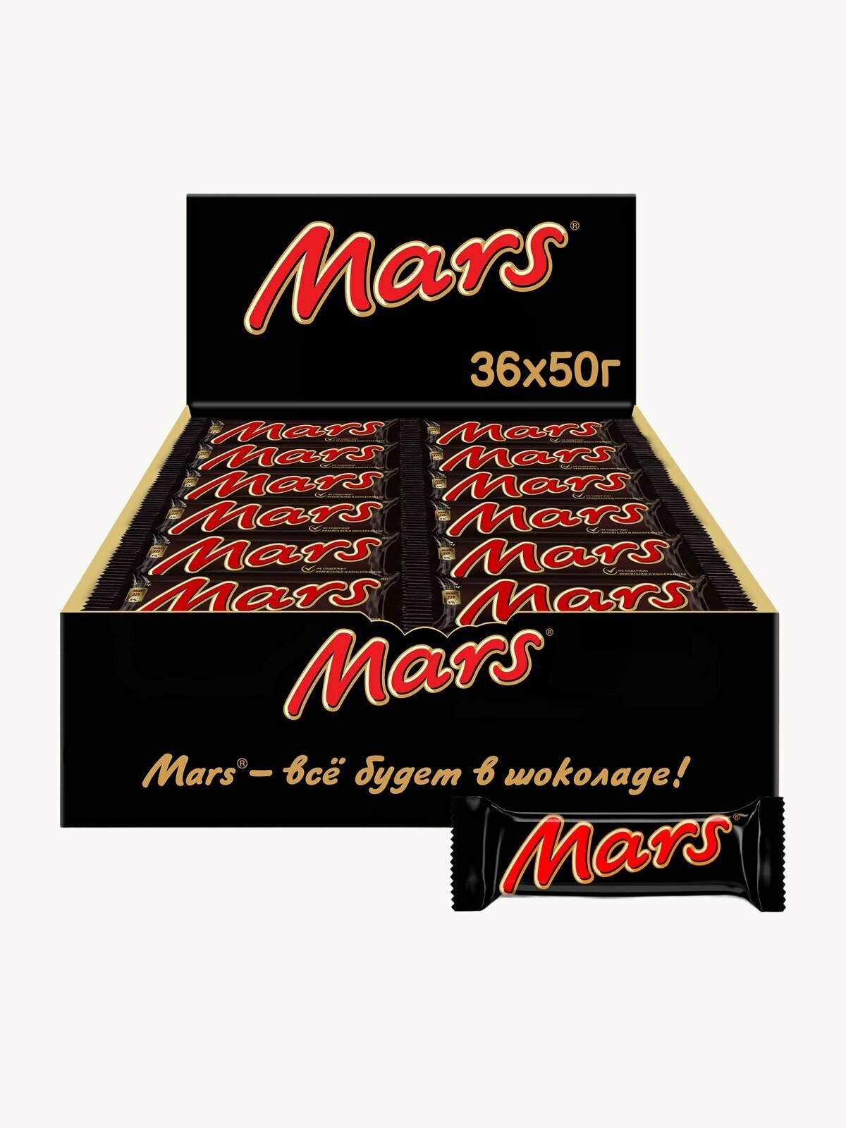 Mars шоколадный батончик, 36 шт по 50 г