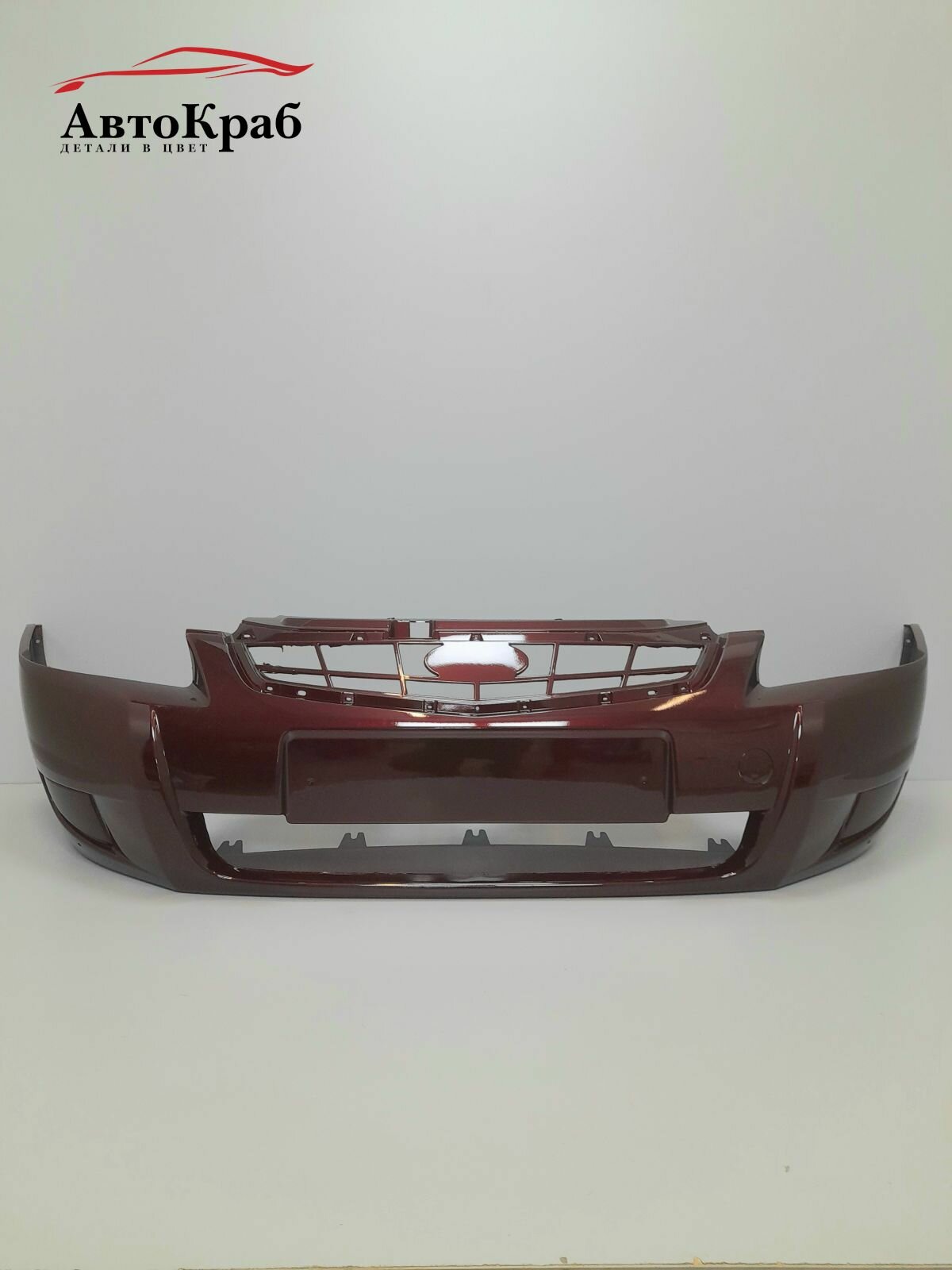 Бампер передний в цвет для Лада Приора 2 рестайлинг 2013 - 2018 г,192 - портвейн