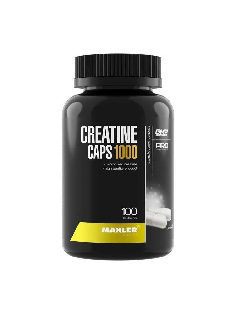 Креатин моногидрат веганский Maxler Creatine Caps 1000, 2640 мг креатина в порции, 100 капсул