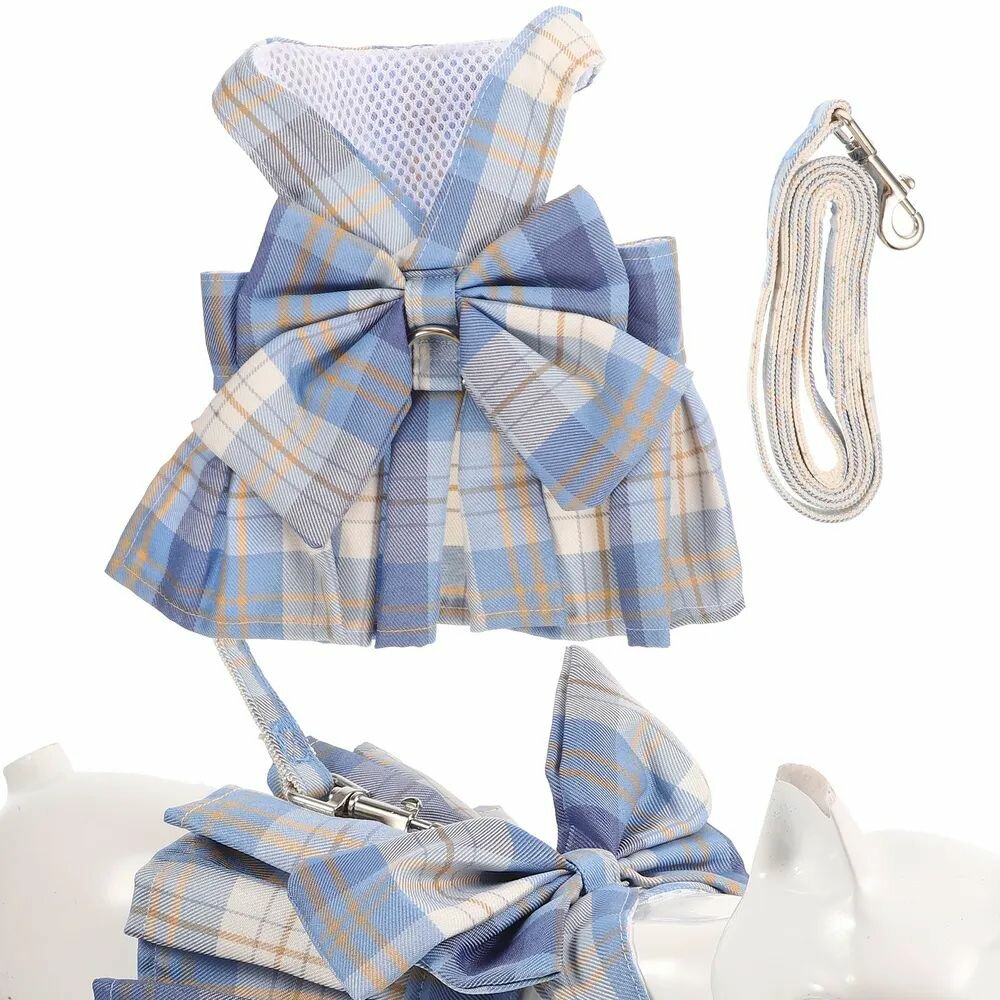 Полиэстеровая шлейка с бантом для кроликов и мелких питомцев с поводком