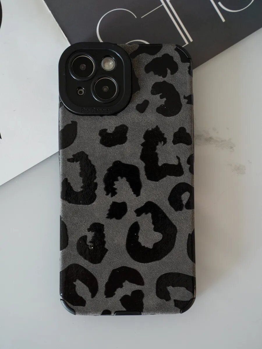Чехол О'кейси, для iPhone 13, с принтом, защита камеры, черный/серый