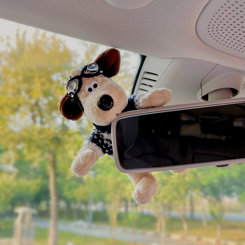 Милый орнамент для зеркала заднего вида в виде собаки, лежащий плюшевый автомобильный декор, центральный экран управления, автомобильная кукла, аксессуары для интерьера автомобиля для женщин