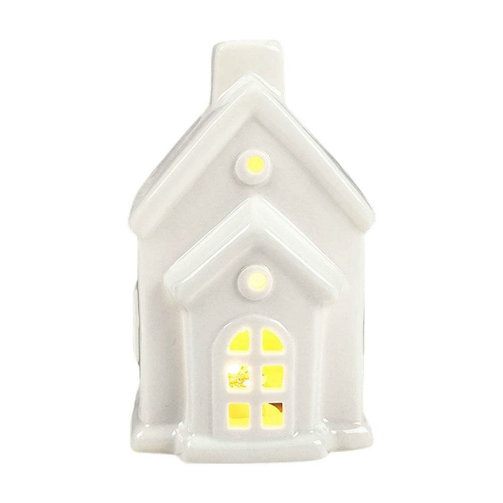 Керамический домик с LED подсветкой, новогодний венок и декор для дома, ажурный интерьер и праздничный подарок на Рождество