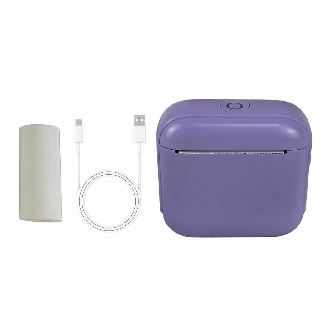 Портативный термопринтер для чеков с беспроводным подключением для дома, офиса и путешествий, Фиолетовый
