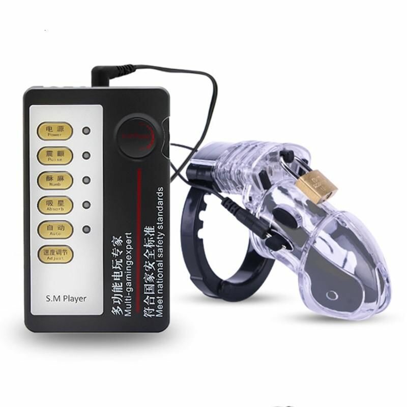 Электростимулятор с клеткой для пениса, Transparent - B