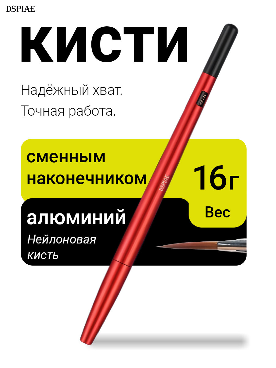 Кисть для моделизма, алюминиевый корпус, сменное перо (1 шт.)