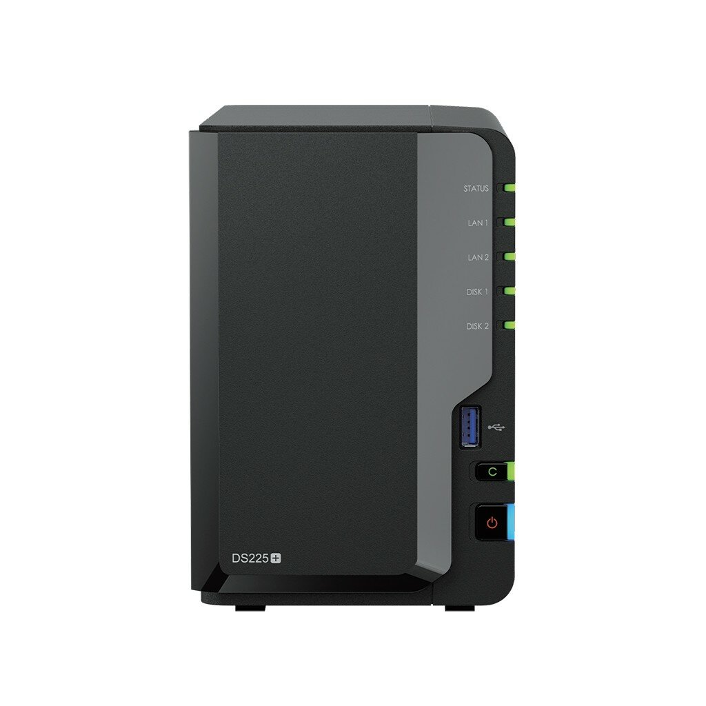 Synology DS225+ Сетевое хранилище 2x2.5"/3.5" SATA, Intel Celeron J4125-2.0GHz, 2Gb DDR4, 1x2,5 Гбит/с, 1x1 Гбит/с