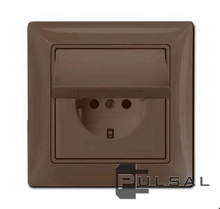 Розетка ABB IP 44 с заземляющим контактом встроенный монтаж без шторок с крышкой пластмасса черный chateau