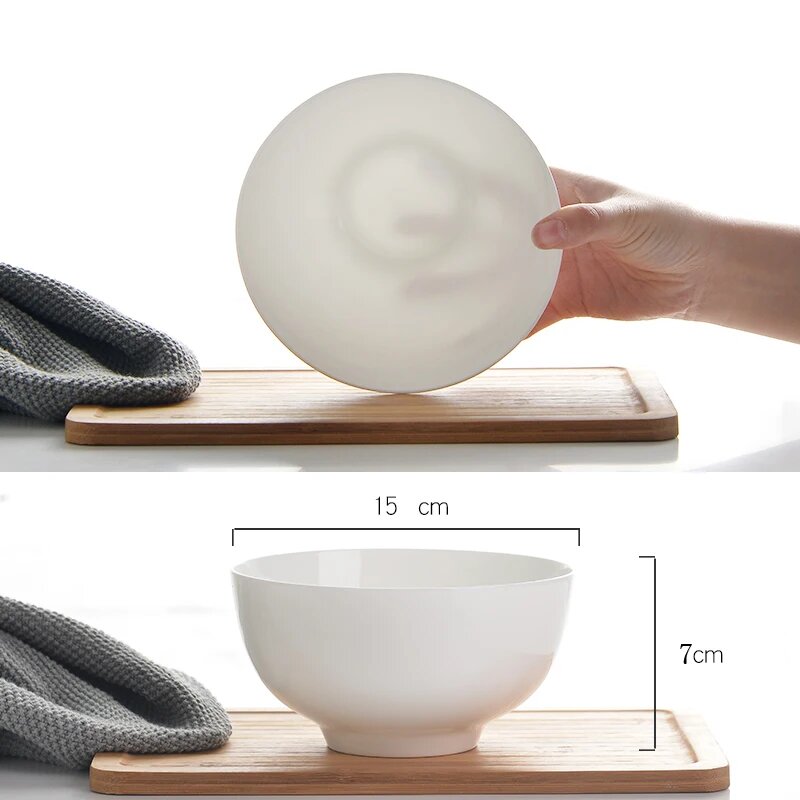 Белая глубокая тарелка Bacugi 6 дюймов