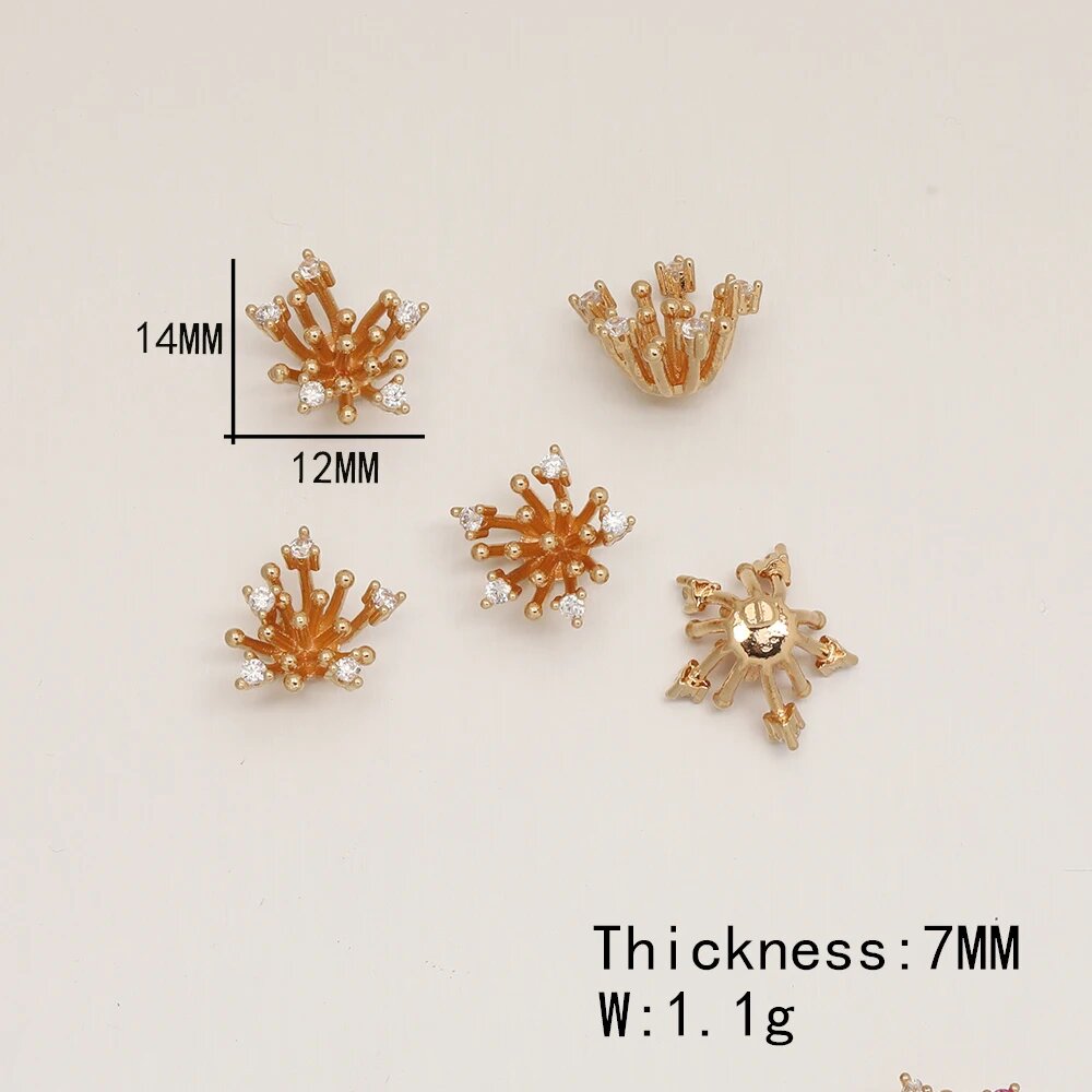 Медные проставки со стразами 12X14MM, 100шт