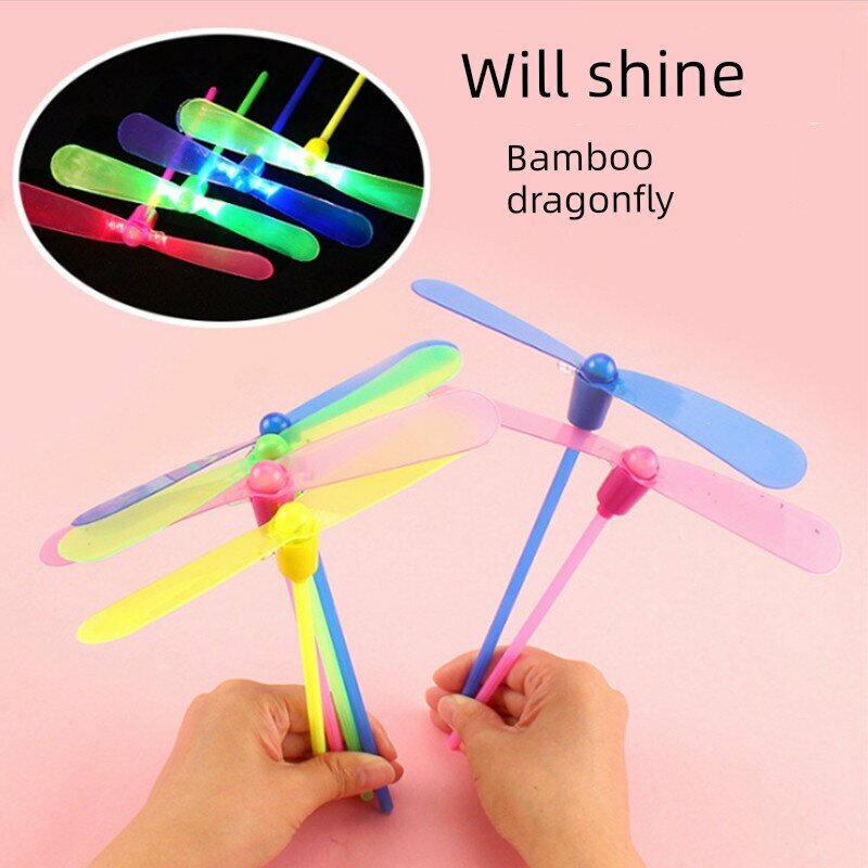 Натертая вручную светящаяся бамбуковая стрекоза, детская игрушка, летающая фея, вспышка, летающая тарелка, классический