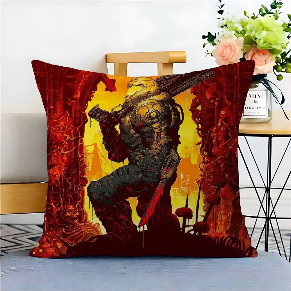 Чехол для подушки Doom Slayer, 55x55 см, z4