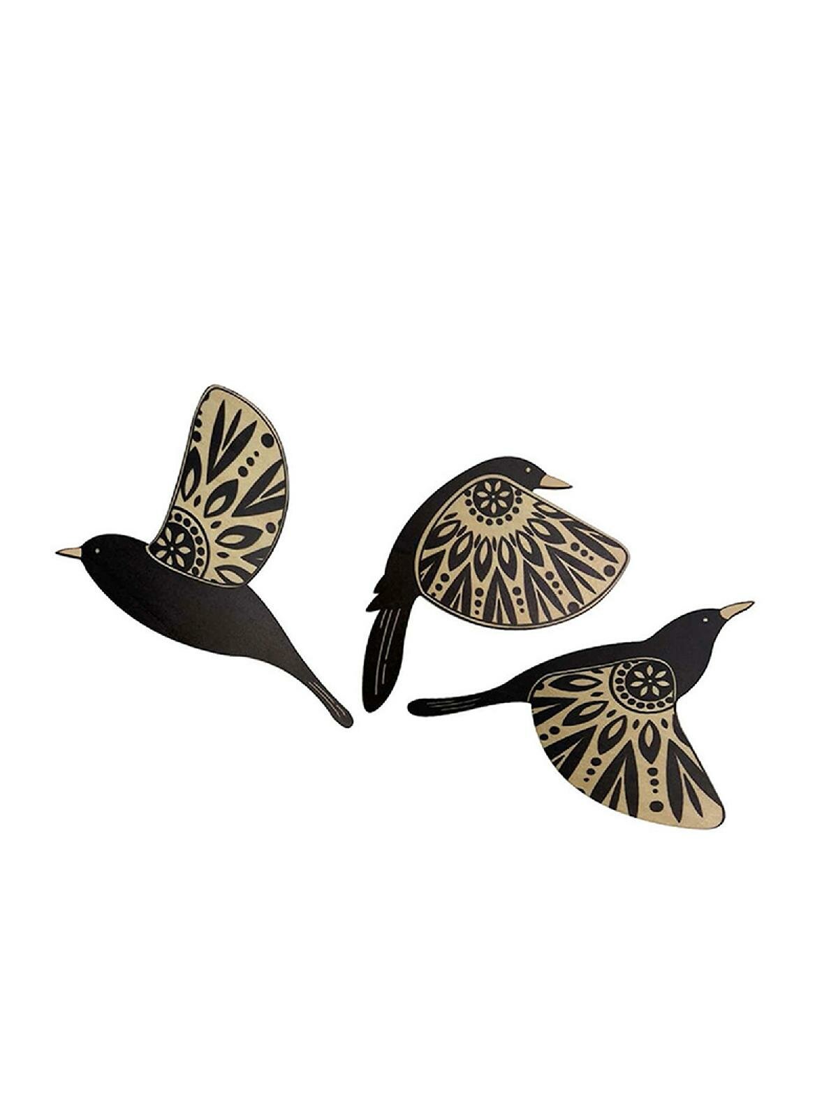 3шт Гобелены с деревянными птицами, орнамент, Элегантные украшения для ванной комнаты и кухни