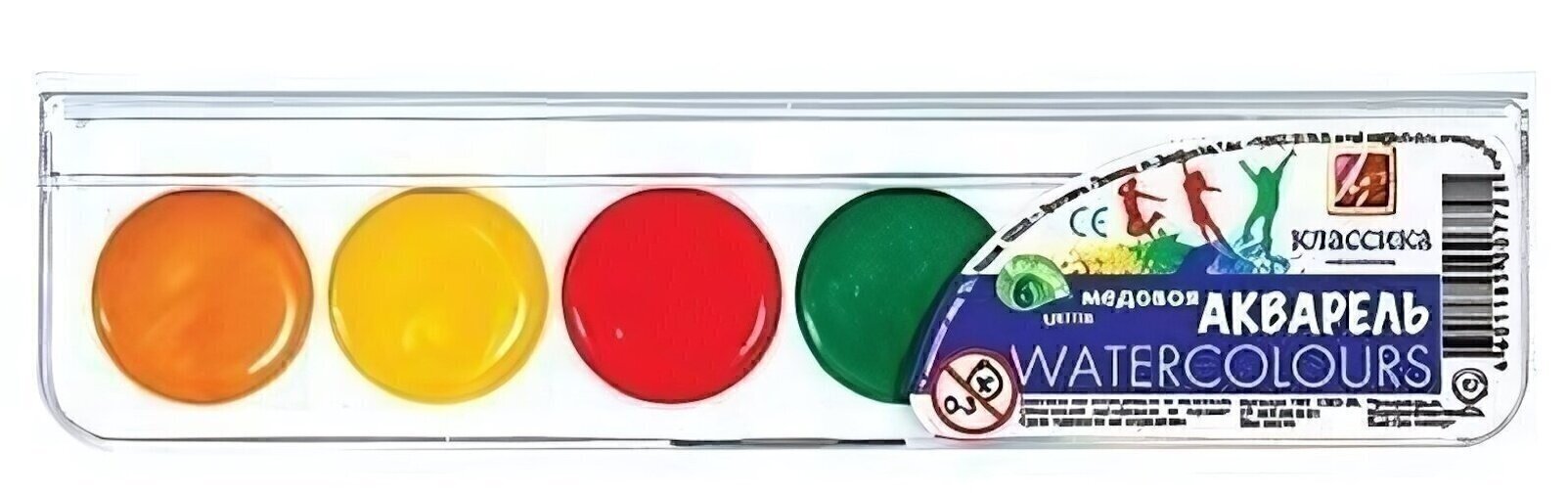 Акварель медовая «Классика» 6 цветов, пластиковые кюветы, безопасная для детей