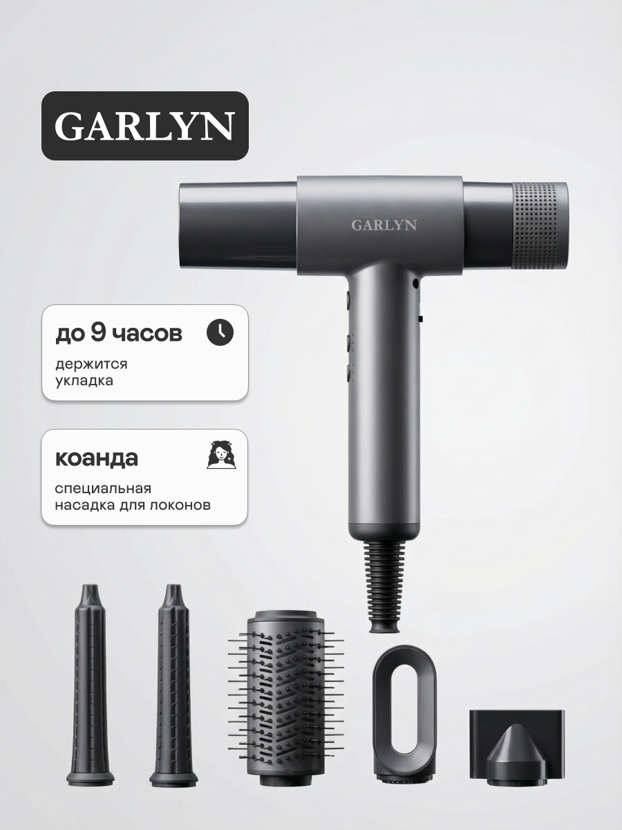 Фен-мультистайлер GARLYN Air Multi Pro. Мощность 1800 Вт. 5 насадок.