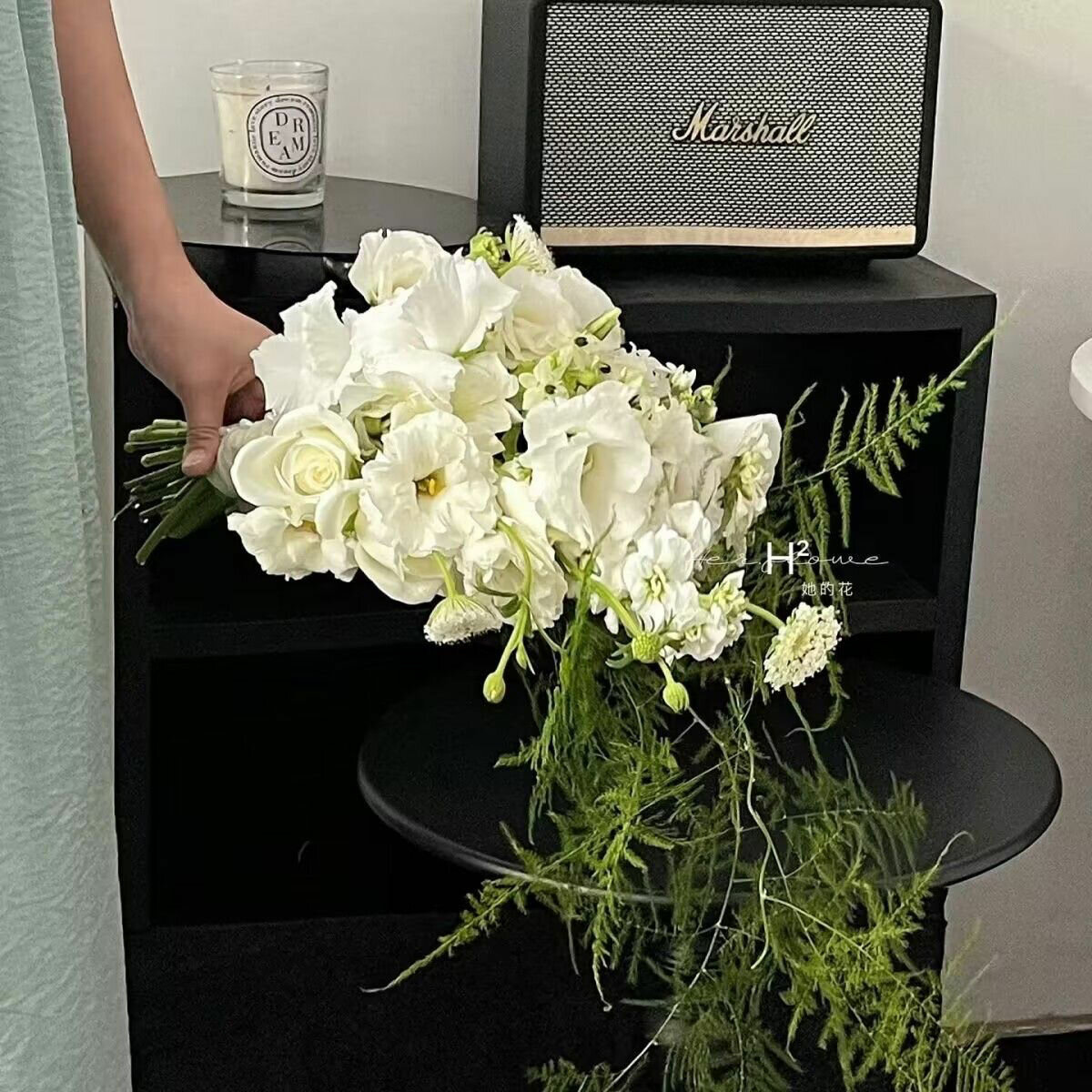 Ручной цветочный водопад с эффектом драпировки, свадебный букет, фотография, зеленые и белые искусственные цветы, домашнее настольное украшение, бесплатная доставка