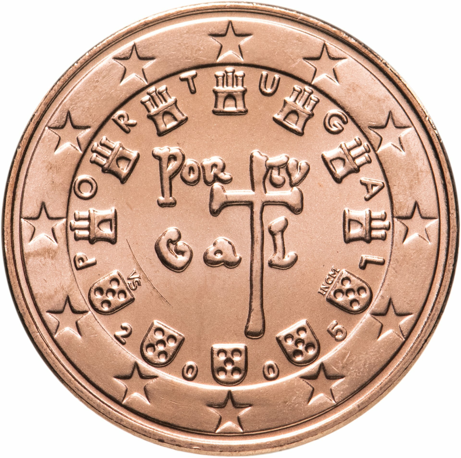 Португалия 5 евроцентов 2005, Сталь, в сохранности UNC