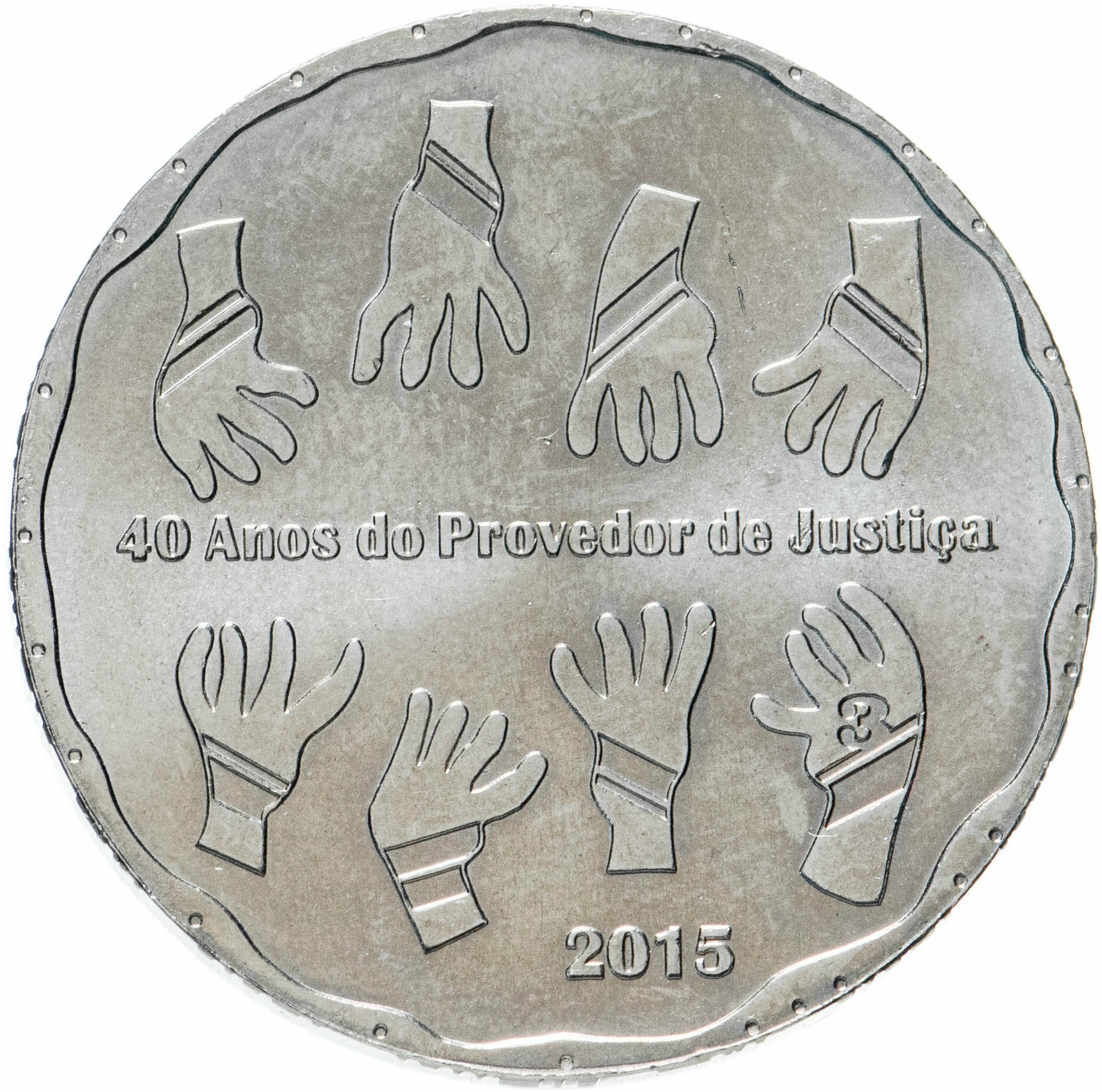 Португалия 2,5 евро euro 2015 40 лет должности уполномоченного по правам человека, Мельхиор медь-никель, в сохранности UNC