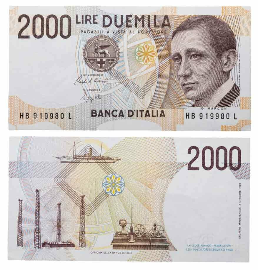 Италия 2000 лир 1990 года