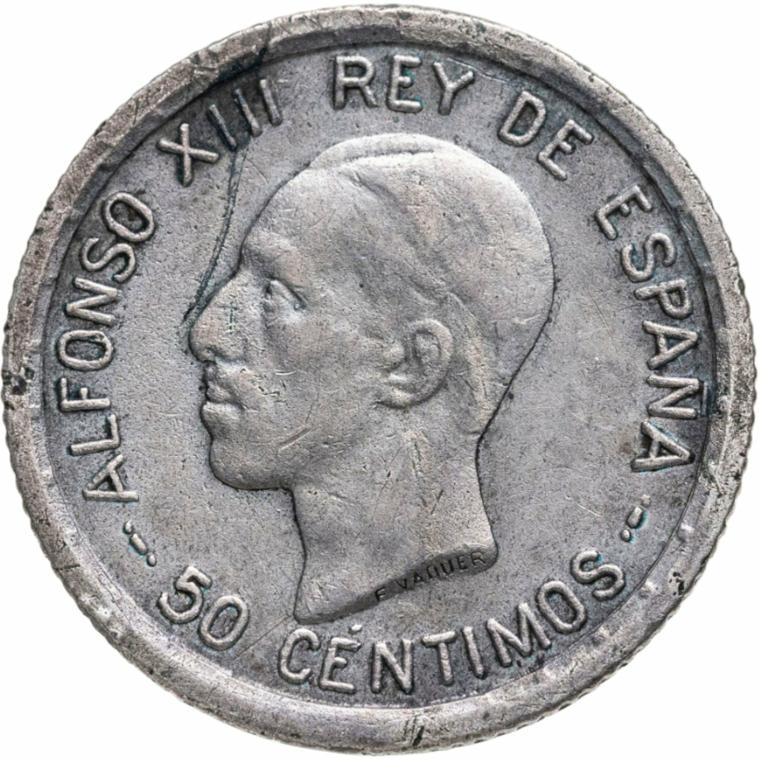 Испания 50 сентимо centimos 1926, Серебро 835, в сохранности XF