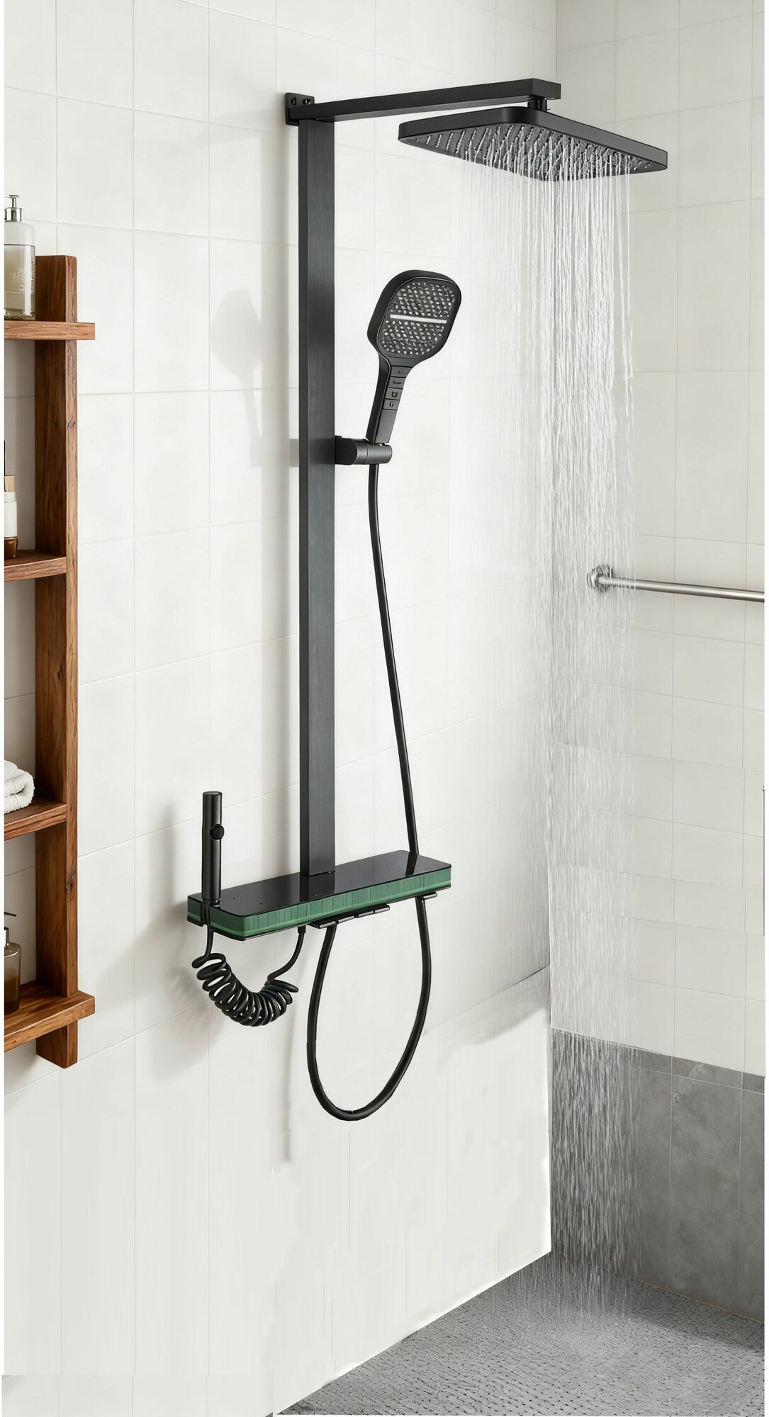 Душевая система Ceruttispa MAURO, матовая графит, с тропическим душем