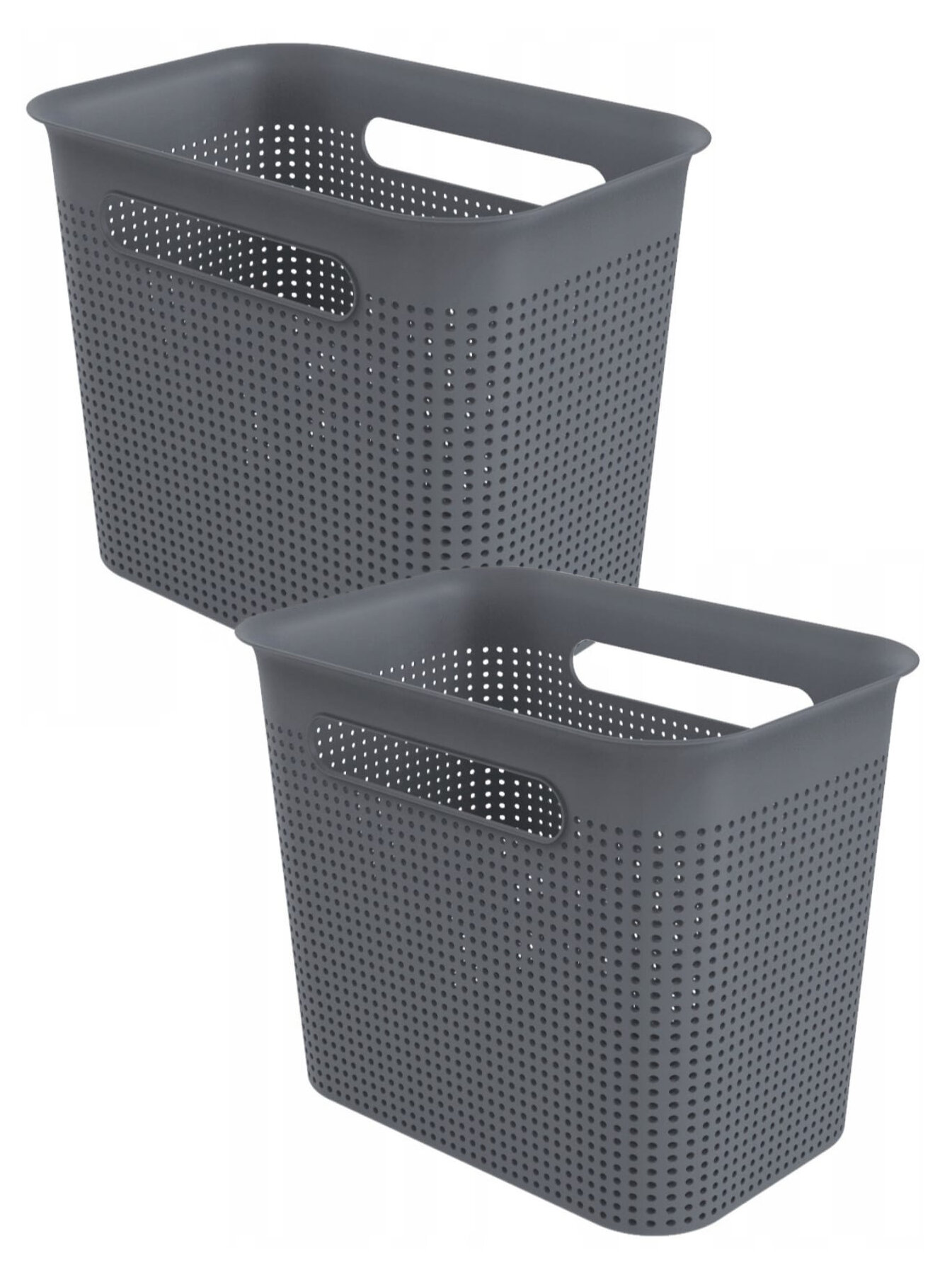 Набор корзин для хранения вещей, мелочей, универсальная, с ручками узкая, для ванной и гостинной Rotho Brisen 7 л, 2 шт.