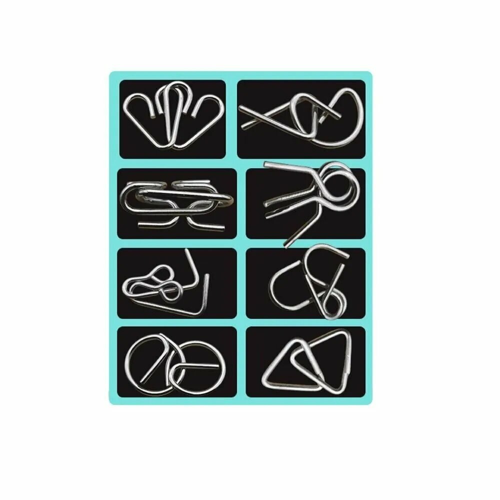 Игры для ума из металла, 8 китайских традиционных головоломок с культурным подтекстом, 1 набор