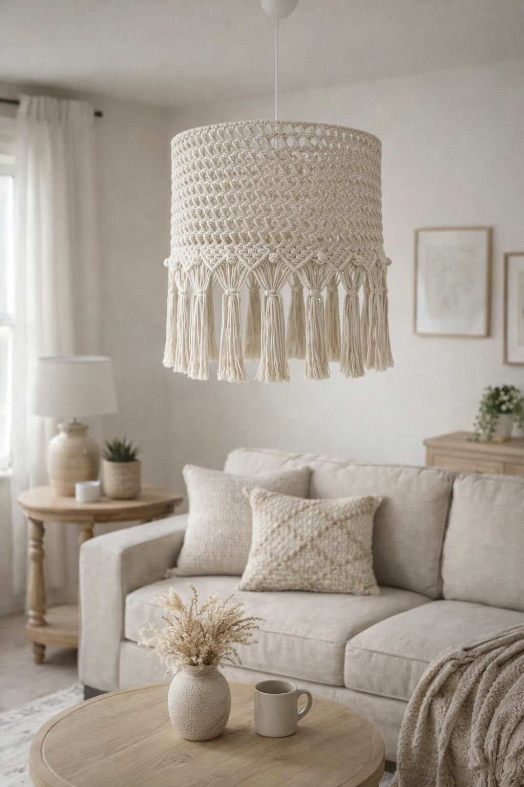 Абажур большой плетеный подвесной. Диаметр 50 см, макраме. SPLETENIE