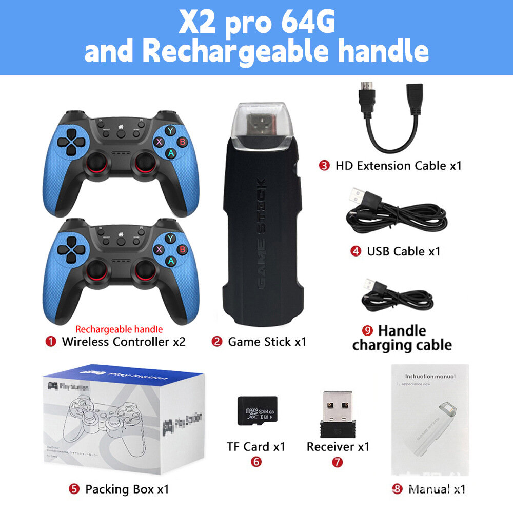 Новая игровая консоль x2 pro, домашняя беспроводная 4K HD, игровая консоль X2, двойной аркадный HDMI GD10