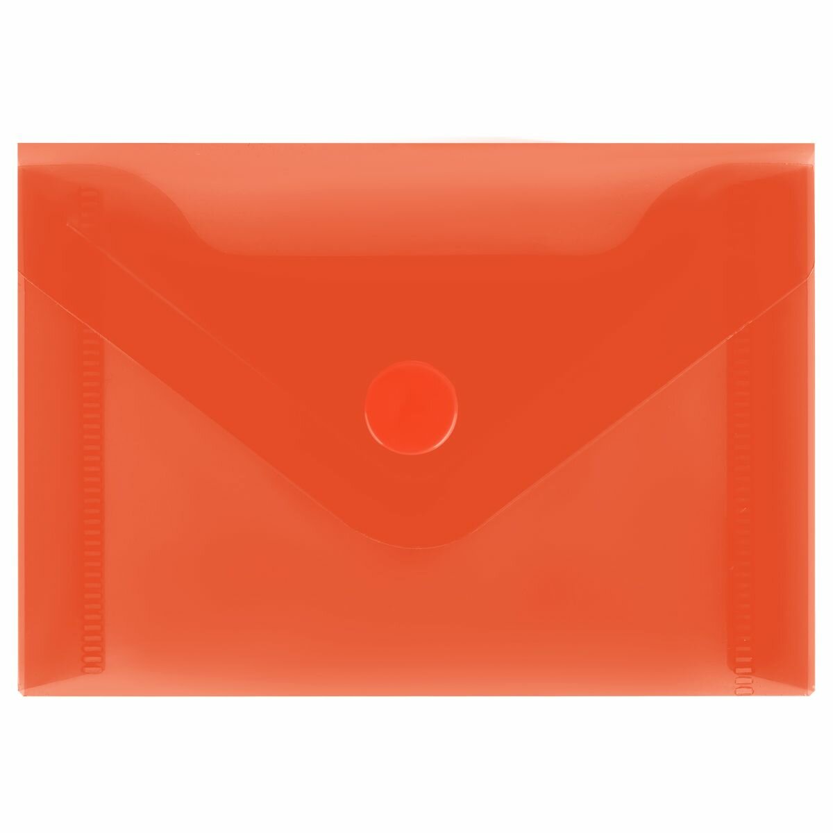 40 шт. Папка-конверт на кнопке СТАММ А7 (74*105мм), 150мкм, пластик, прозрачная, красная