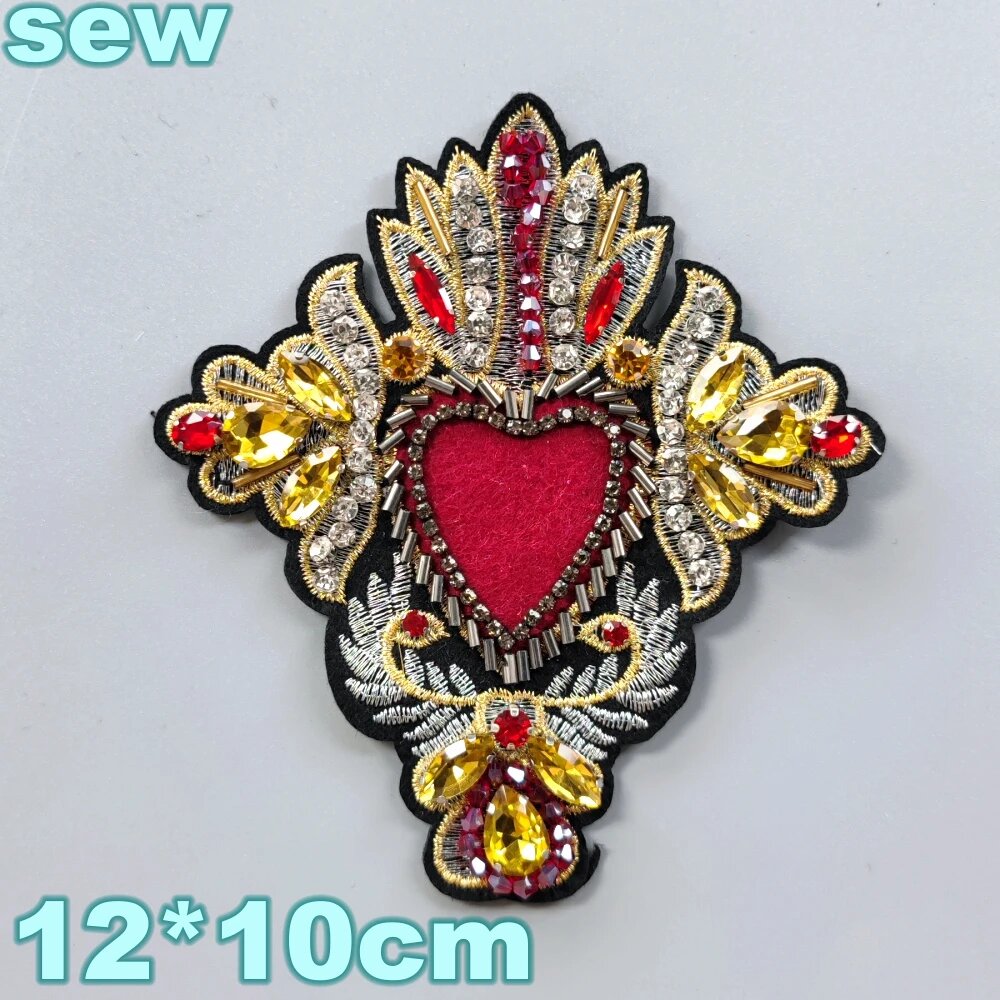 Нашивка Sacred Heart с бисером, 12*10см, Цвет: 2
