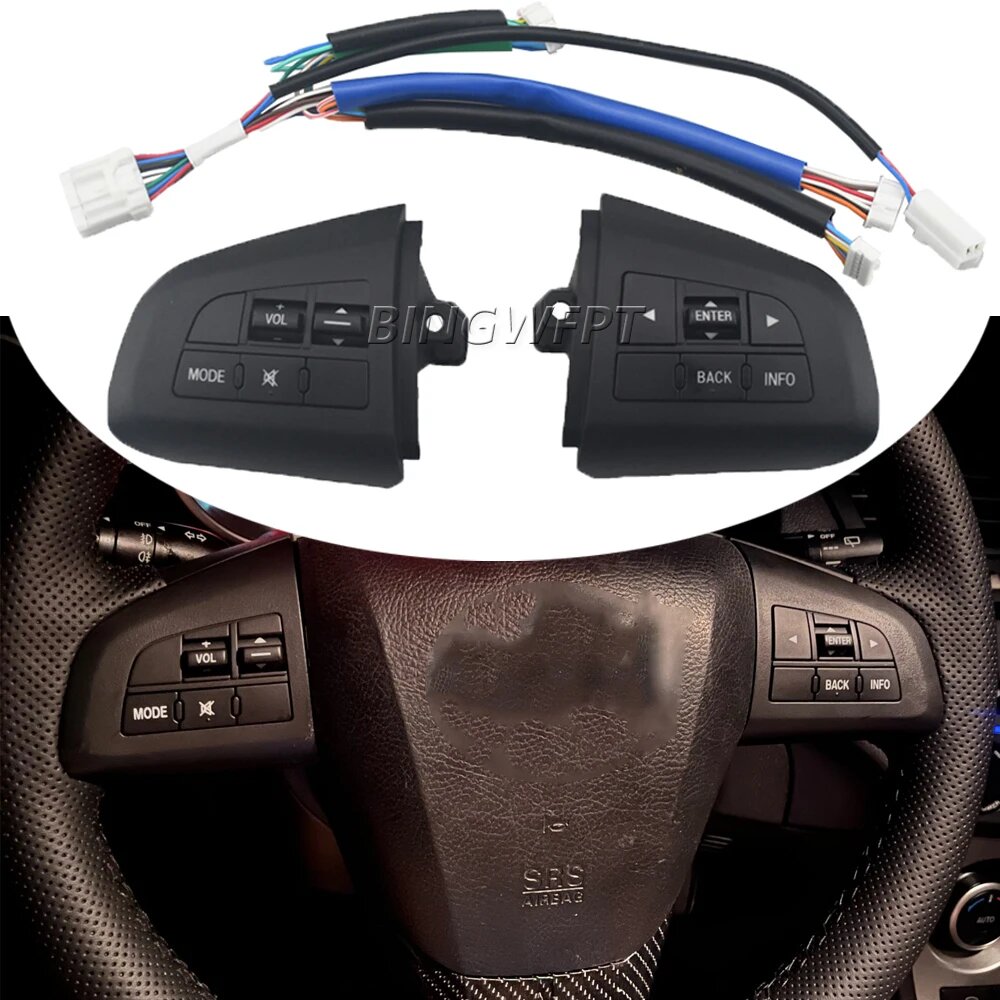 Для Mazda 3/5 CX7 BL 2008 2009 2010 2011 2012 2013 рулевого колеса BT аудио круиз-контроль кнопка переключения автомобиля Стайлинг