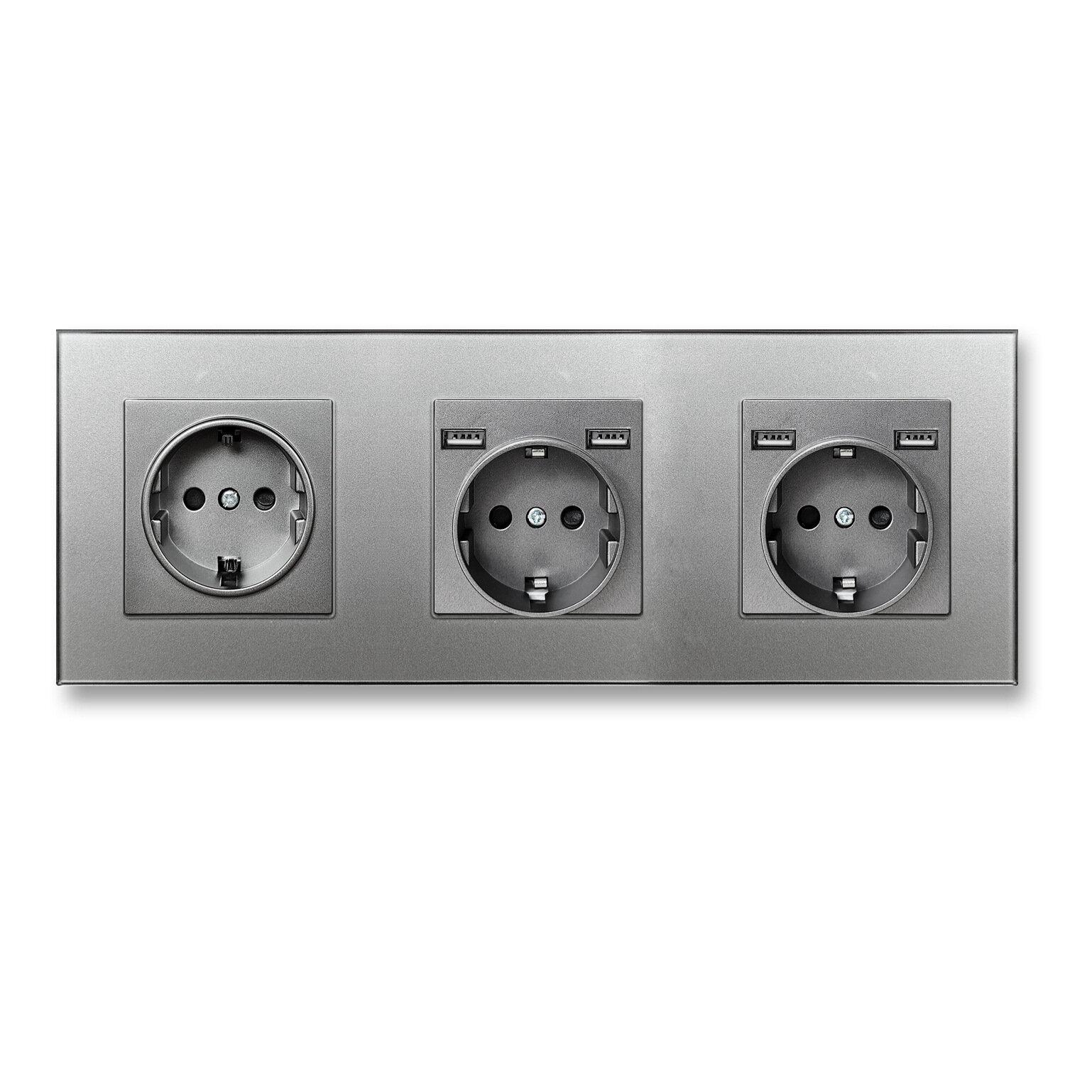 Настенная розетка R Series 86 типа европейского стандарта с USB и Type-C, стеклянная панель, скрытая круглая коробка для установки