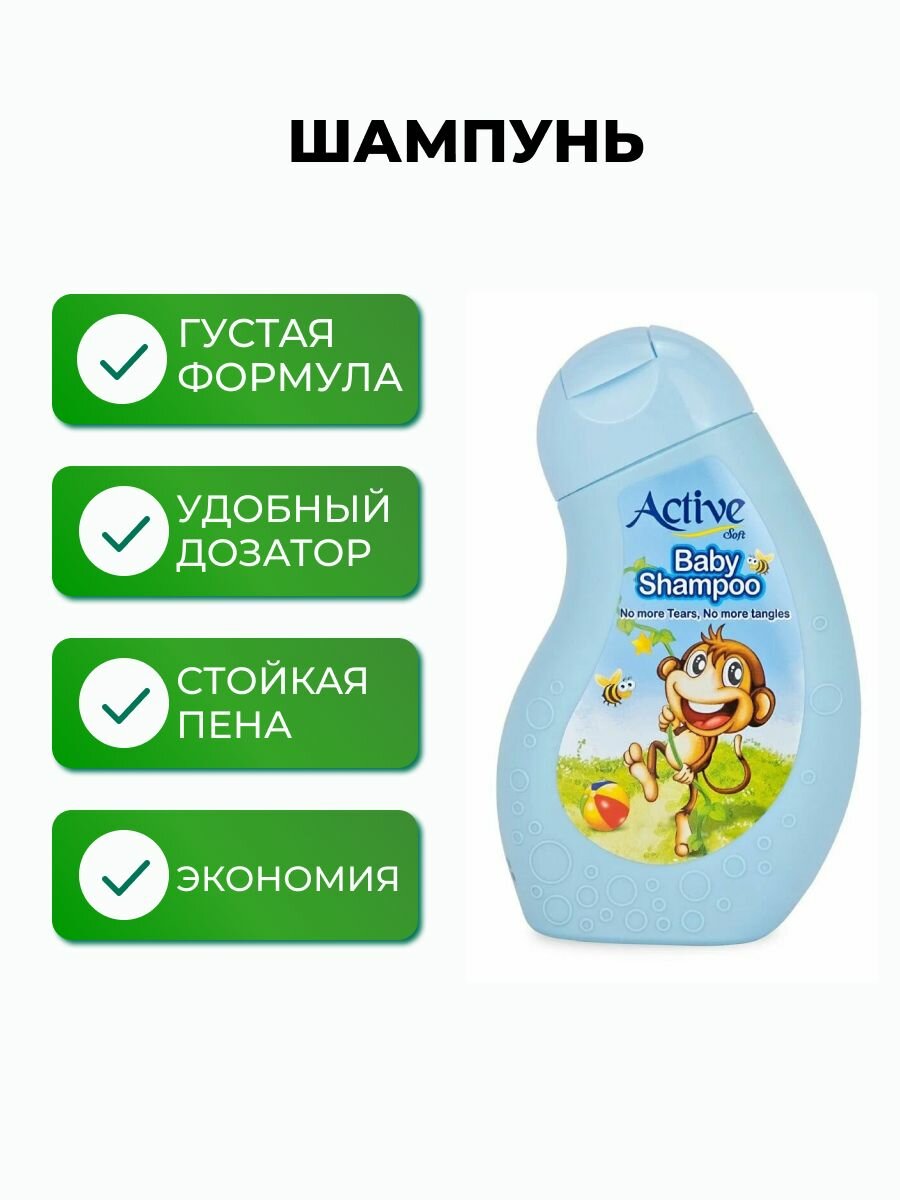 Актив шампунь 250мл. детский 0+ "Обезьянка" Ваниль