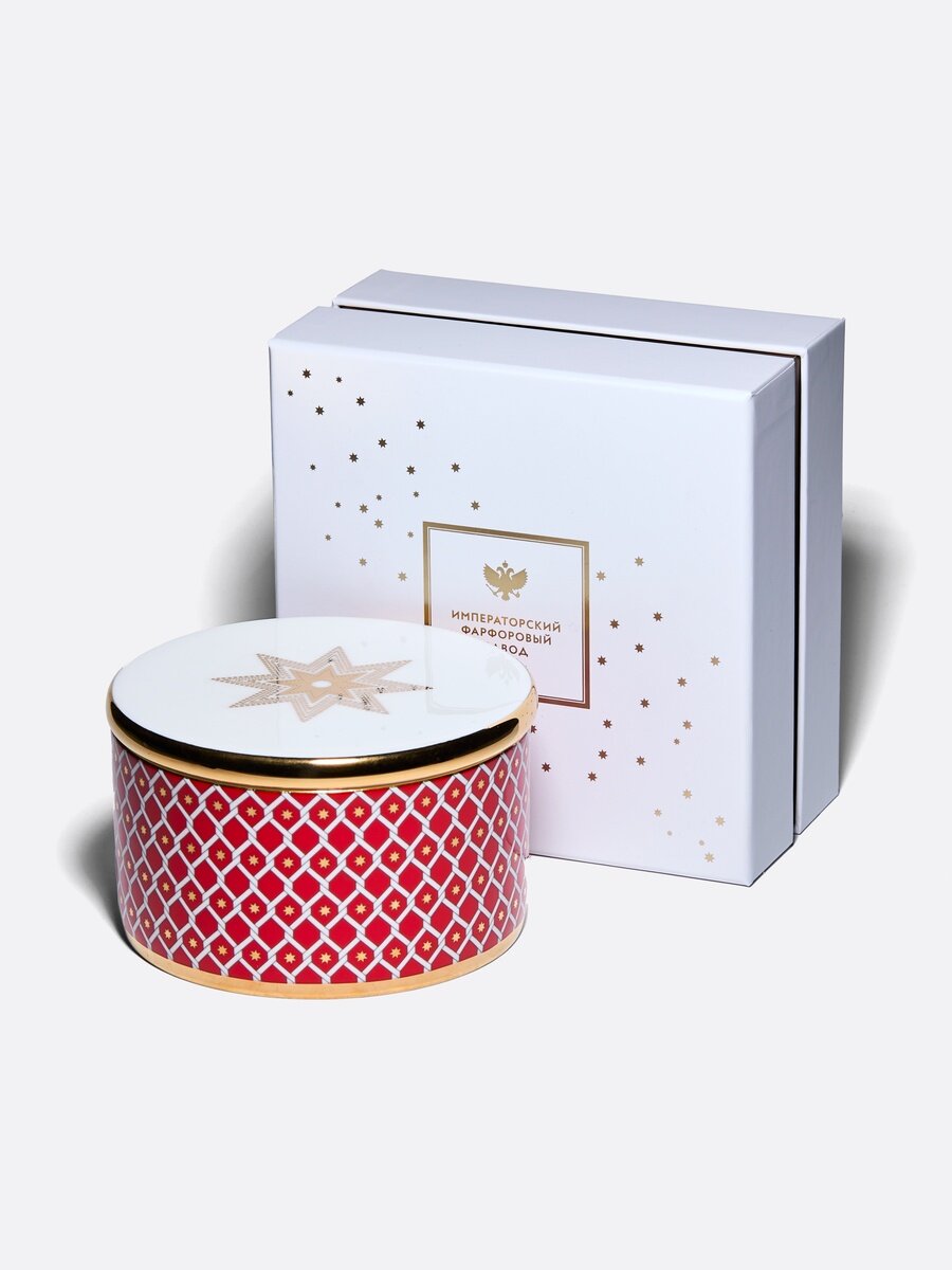 Шкатулка "Скарлетт" форма Идиллия, диаметр 13.5 см, Императорский фарфоровый завод