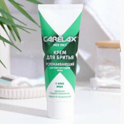 Крем для бритья Carelax Carelaх, объем 75 мл, для чувствительной кожи, смягчает щетину