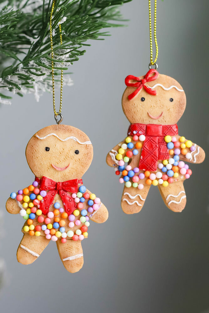 Набор ёлочных игрушек цветное драже - человечки, полистоун, 8 см, 2 шт, Goodwill MC36412-набор