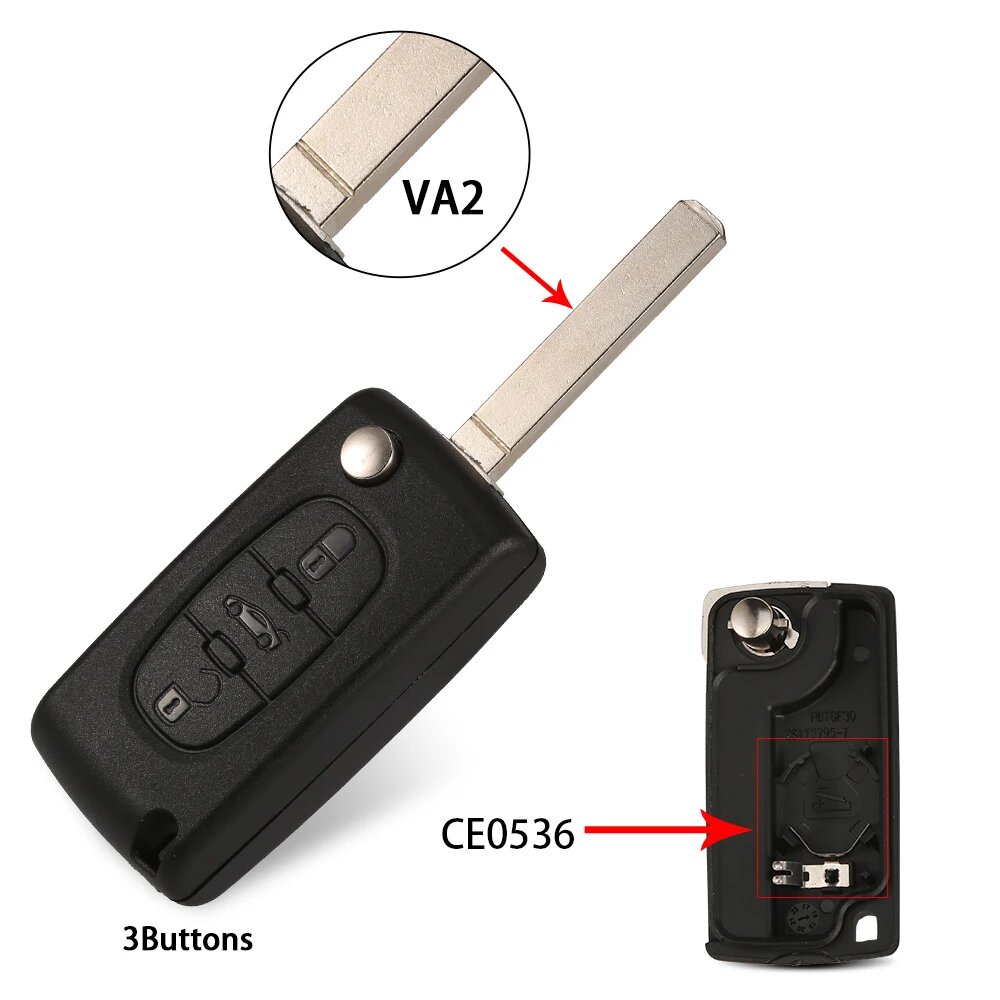 Ключ для Peugeot/Citroen 3 кнопки VA2 CE0536