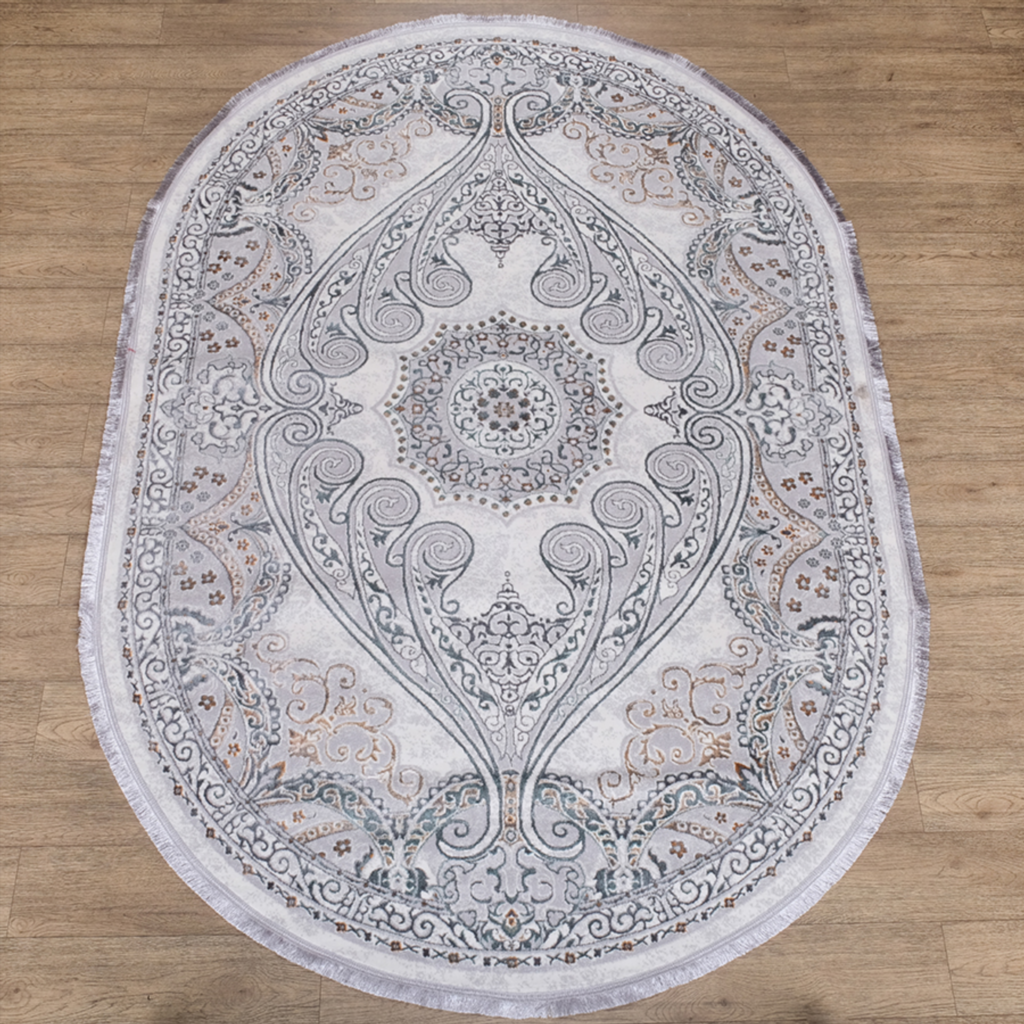 Ковер Турецкий Ascona дизайн 4535A цвет GRI FLOS / GRI FLOS Овал 0.8x1.4м