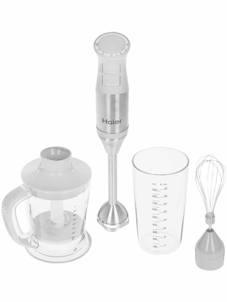 Блендер Haier HB-501, погружной, серебристый, 1200Вт, 20 скоростей, защита от перегрева