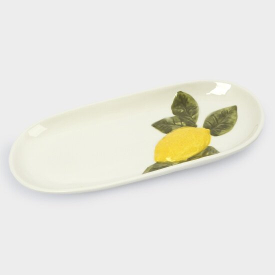 Блюдо Anna Lafarg Limoncello 32х16 см, фарфор, овальное, молочное, Лимон (ANLAF-ARJ-290525-3)