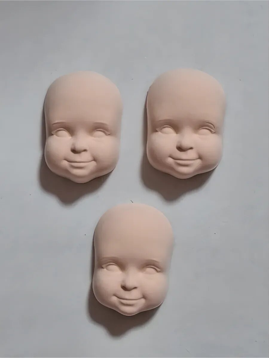Набор лиц для ватной игрушки - 3 шт, цвет - беж