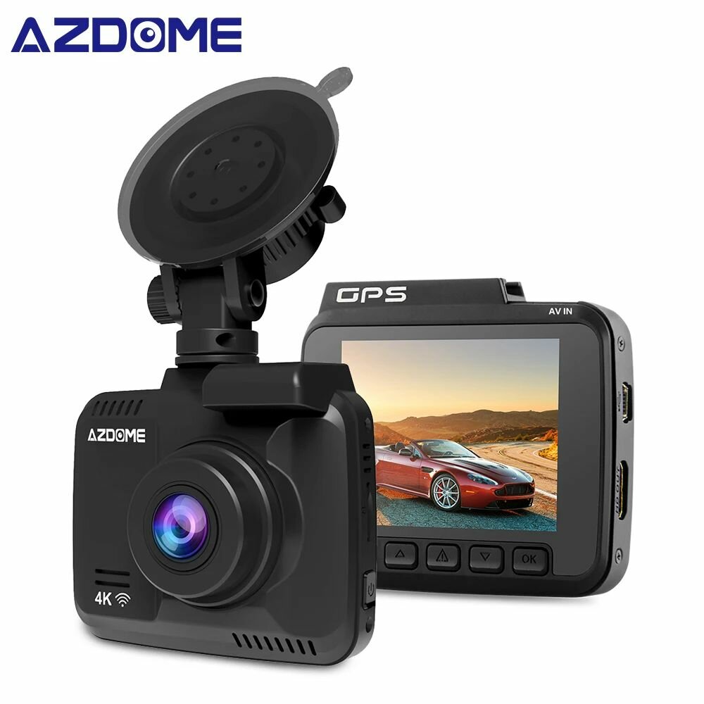 Видеорегистратор AZDOME GS63H 4K/1080p с 2,4' ЖК-экраном, широкоугольный объектив 170°, поддержка microSD до 64 ГБ