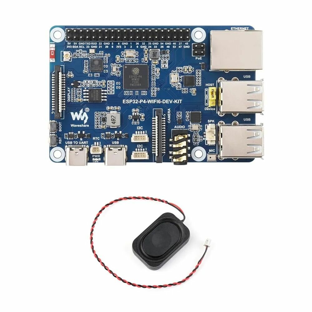 Плата разработки ESP32-P4-WIFI6-DEV-KITВысокопроизводительная плата разработки на основе ESP32-P4 и ESP32-C6. Комплексные интерфейсы человек-машинаЭтот продукт представляет собой высо