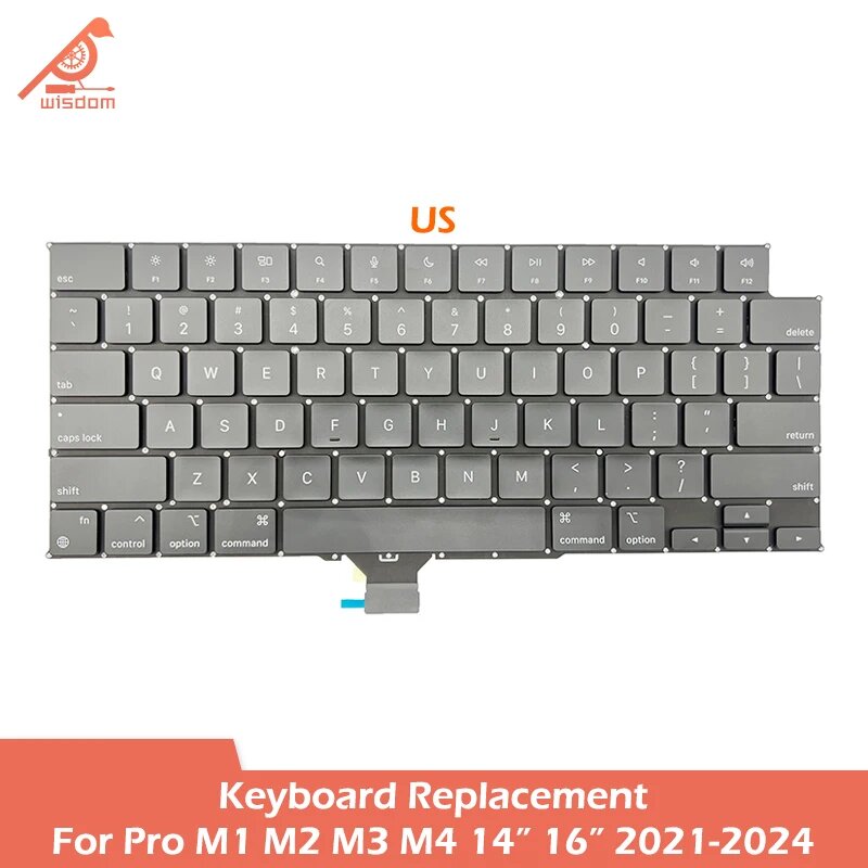 WISDOM ROCK Клавиатура для Macbook M1 M2 M3 M4 Pro/Max 14" 16" черный