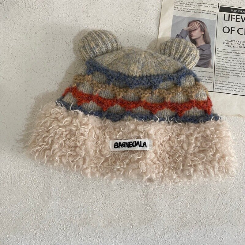 DIY Бини Ушки Медведя Женская Корейская Зимняя Флис Акрил