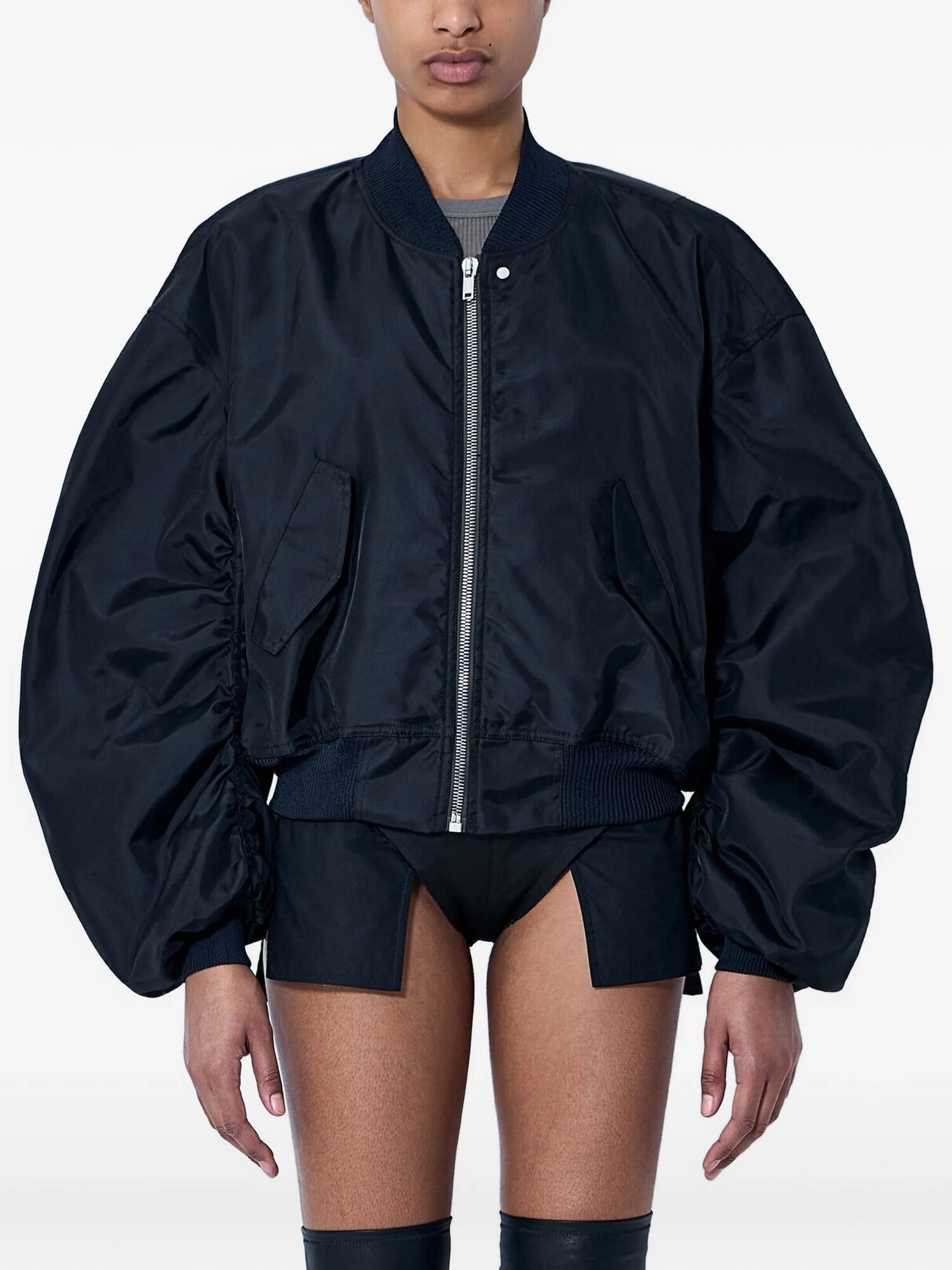 Куртка Jumbo Flight ruched-sleeve oversized bomber jacket