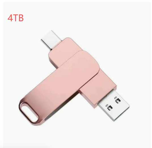 USB-флеш-накопитель Type-C объемом 4 ТБ, с возможностью вращения на 360 градусов, совместим с мобильными телефонами и компьютерами, высокоемкий USB 3.0 накопитель.