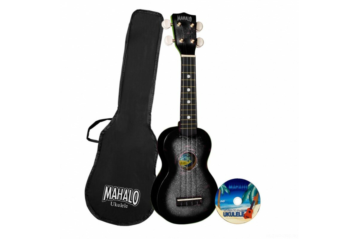 Hamano U2Kit/CBK Black Sparkle сопрано укулеле — фото 1